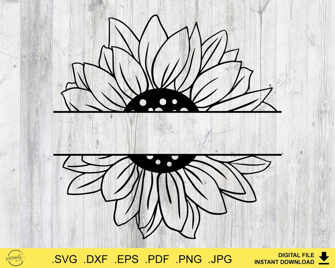 Sunflower SVG | Sunflower Name Frame | Split Sunflower Cut File ...