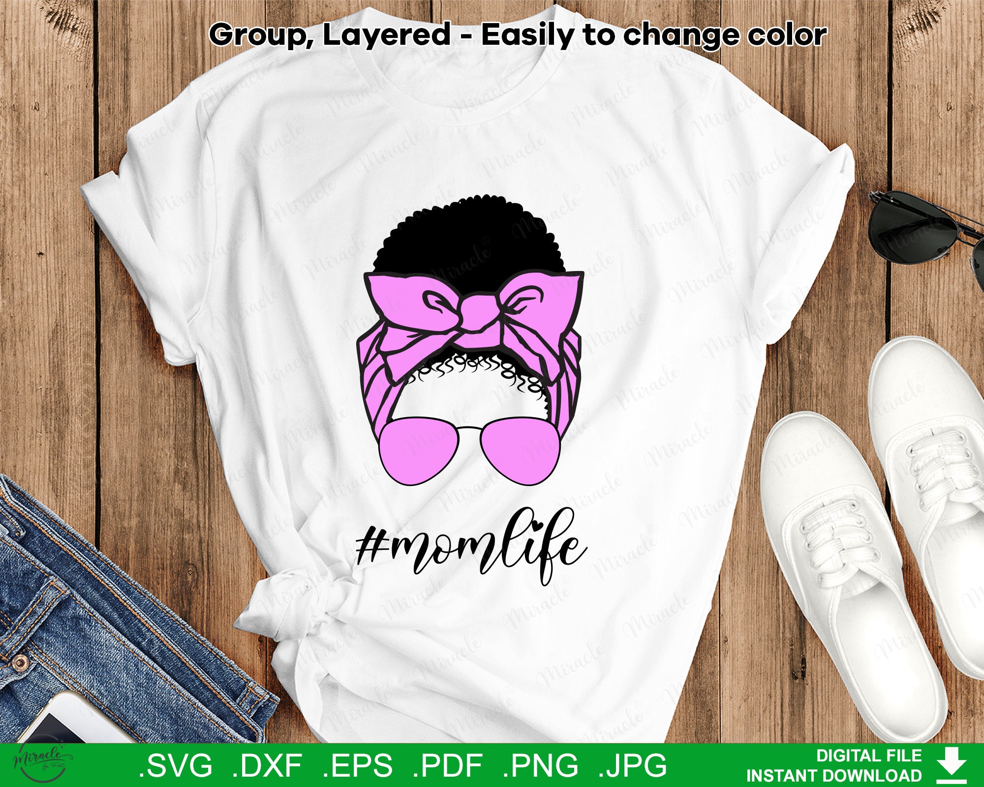Afro Mom Life svg / Messy Bun Mom svg / Afro Puff pelo svg / Mamá vida ...