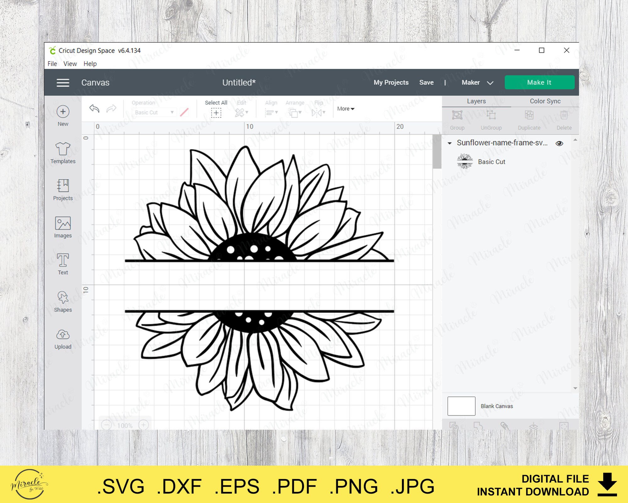 Sunflower SVG | Sunflower Name Frame | Split Sunflower Cut File ...