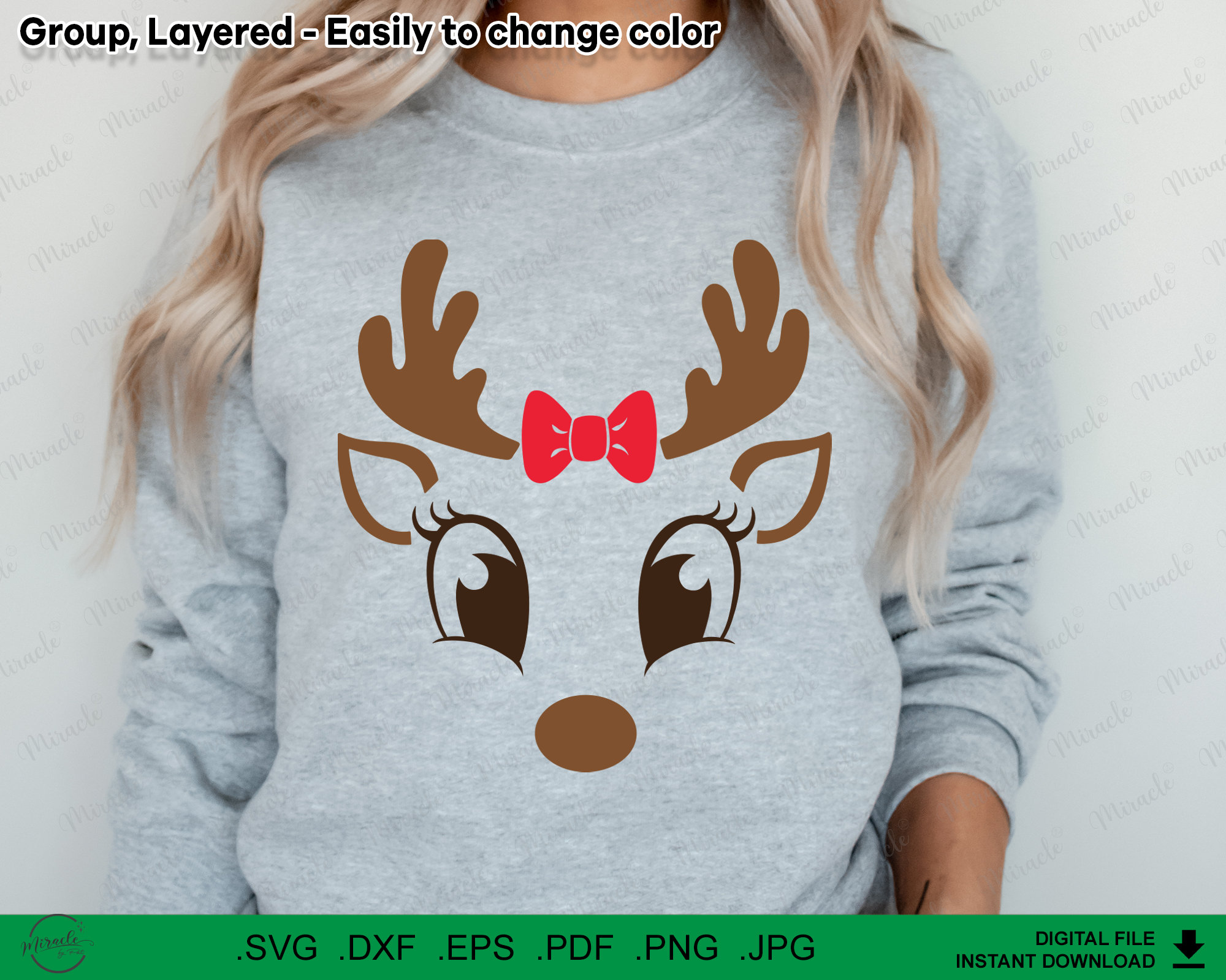 Christmas Reindeer Faces SVG Bundle 5 Designs Reindeer - Etsy