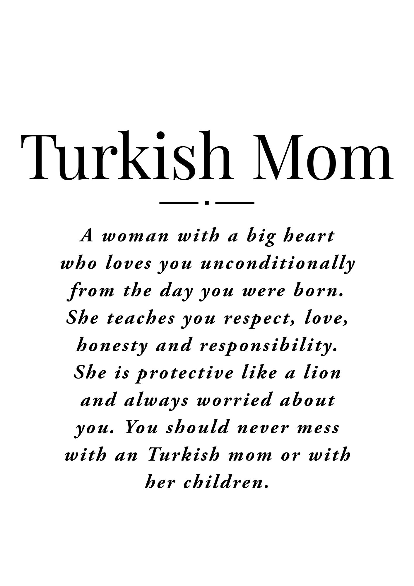 Turkish Mom Definition Turkish Mother Quote Turkish Mama Etsy
