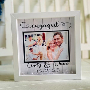 Engagement Shadow Box, Engagement Gifts for Couple, Engagement Photo ...