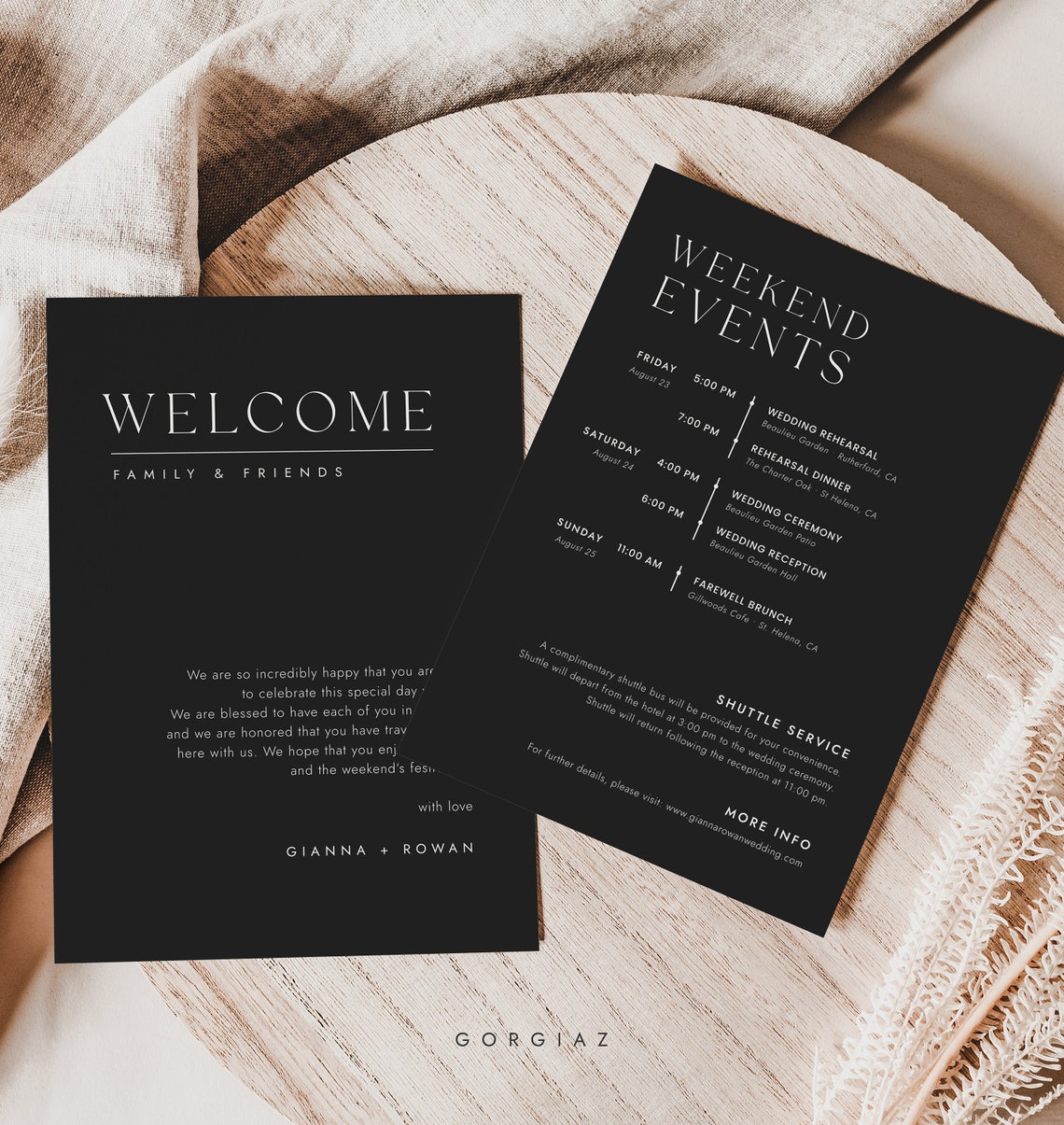 Welcome Letter & Itinerary Card Template, Minimalist Wedding Weekend ...