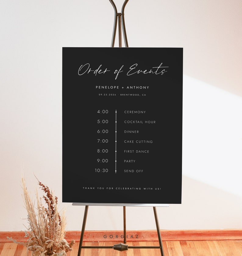 Order of Events Templates Modern Minimalist Wedding Timeline - Etsy