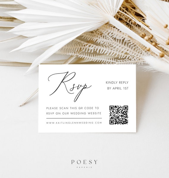 QR Code RSVP Template Simple & Elegant Wedding Rsvp Online - Etsy
