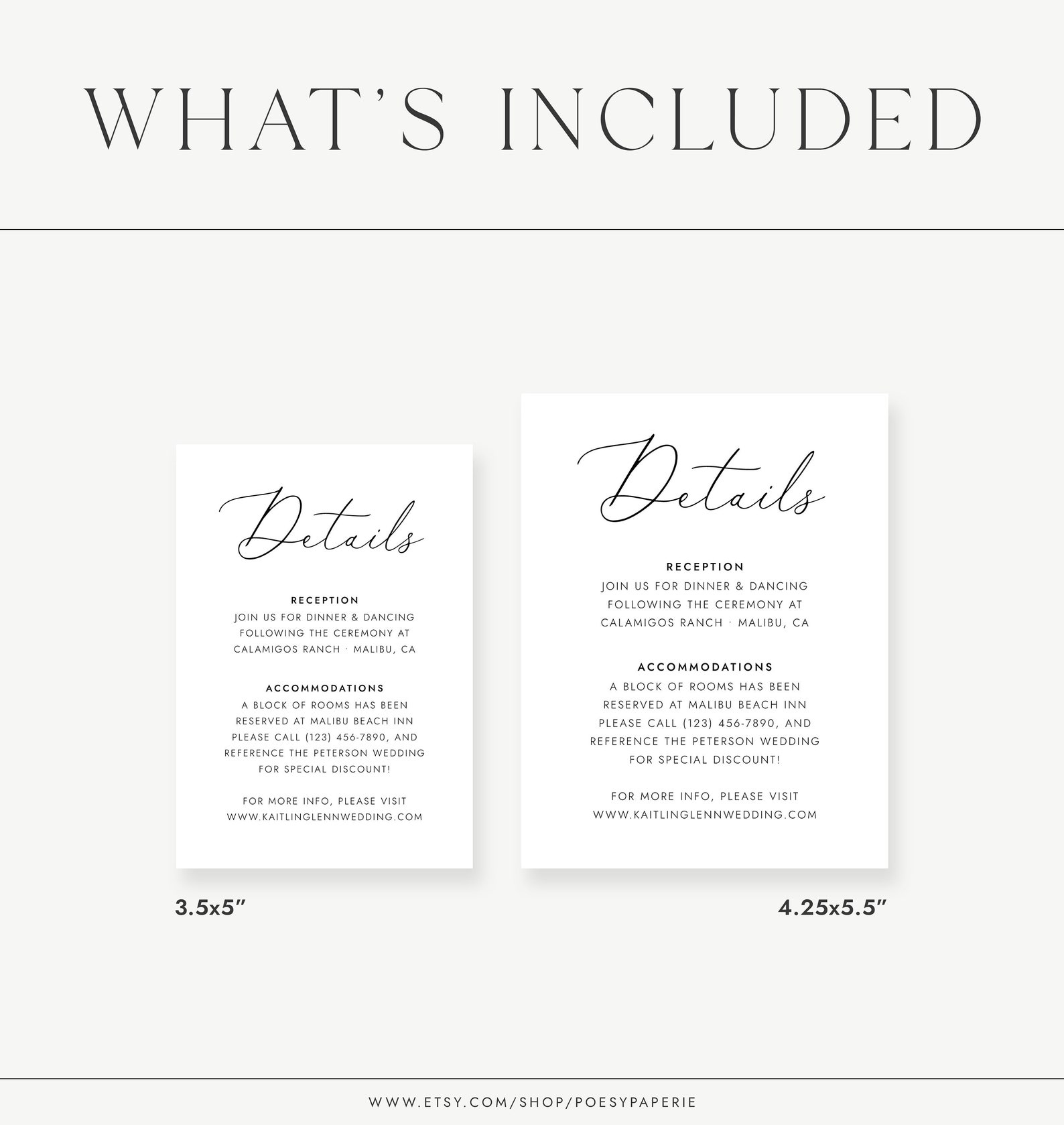 Wedding Details Card Template, Simple & Elegant Wedding Details Card ...