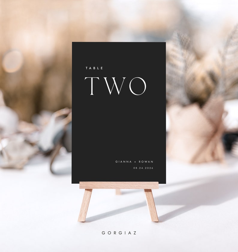 Minimalist Table Numbers Card Template Modern Black Wedding - Etsy