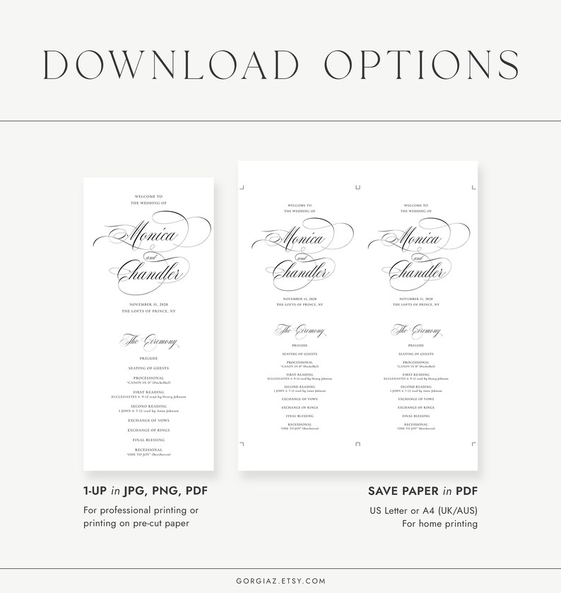 Classic Wedding Program Templates Elegant Traditional Wedding - Etsy