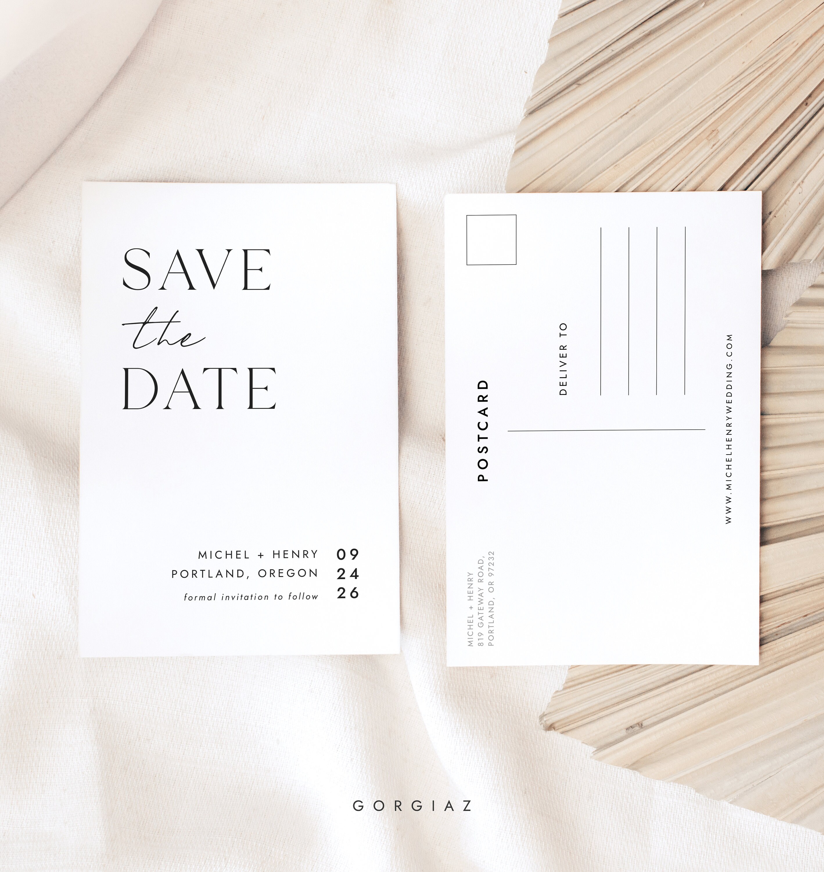 Save the Date Postcard Template, Modern Minimalist Save the Date ...
