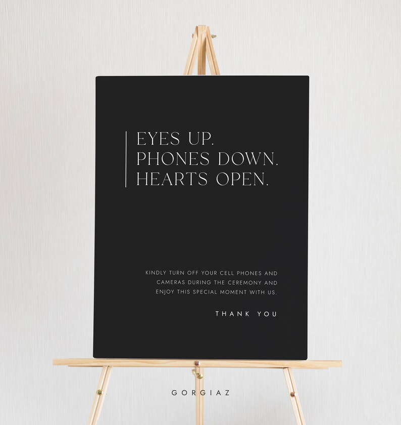 Minimalist Unplugged Ceremony Sign Template Eyes up Phones - Etsy