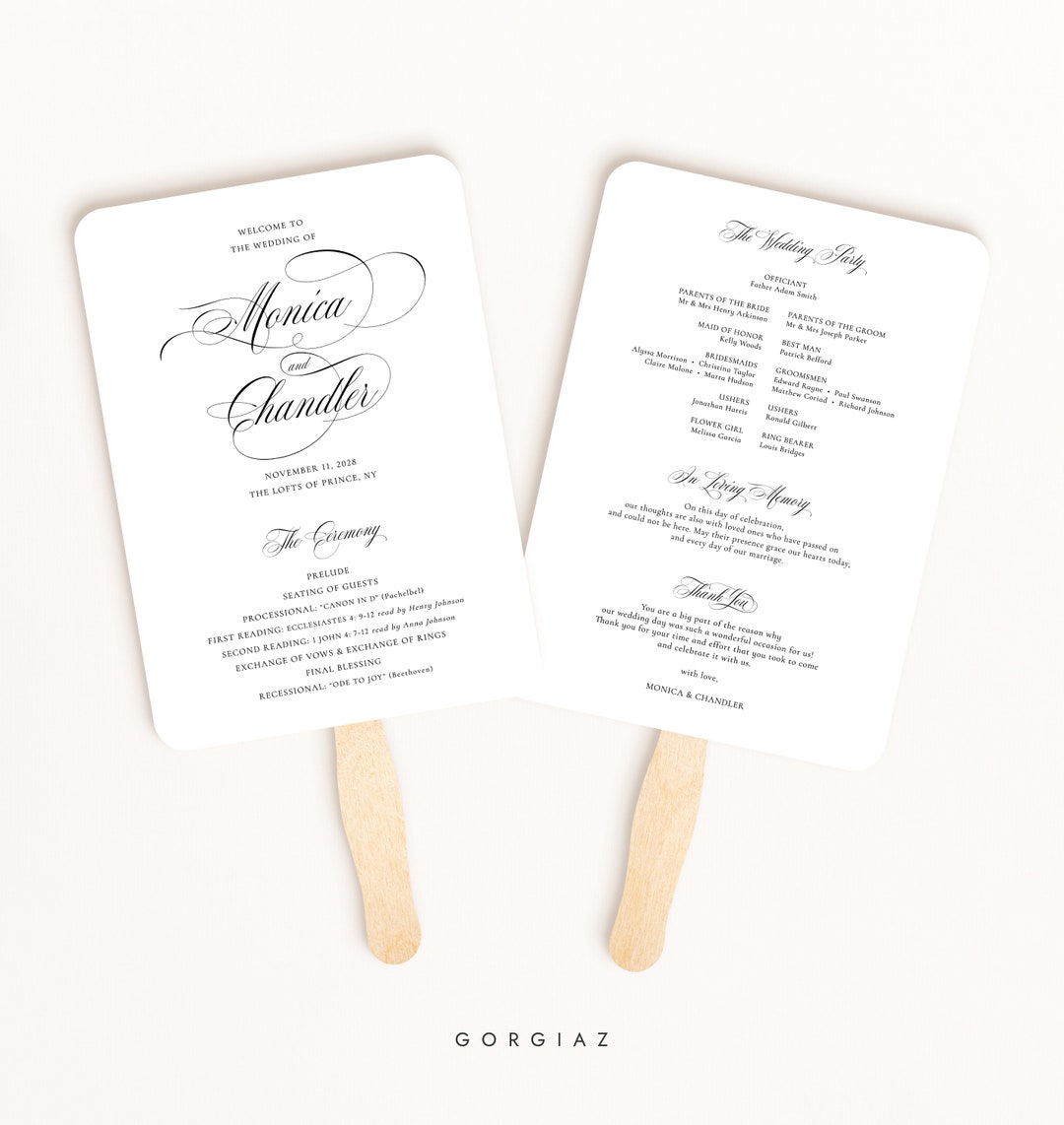 Classic Wedding Program Fan Template, Elegant Traditional Wedding ...