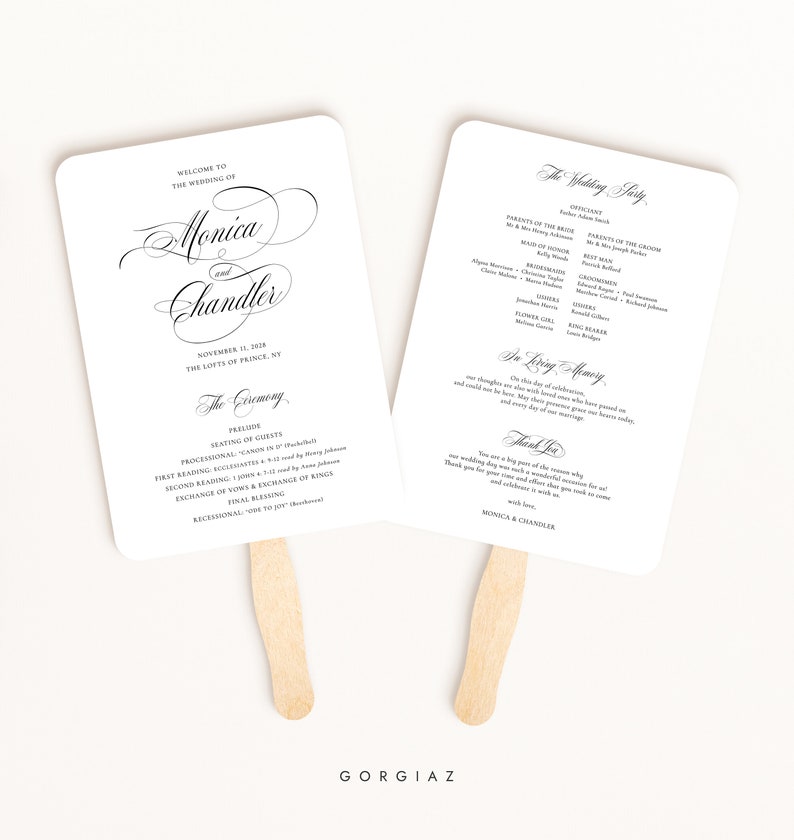 Classic Wedding Program Fan Template, Elegant Traditional Wedding ...