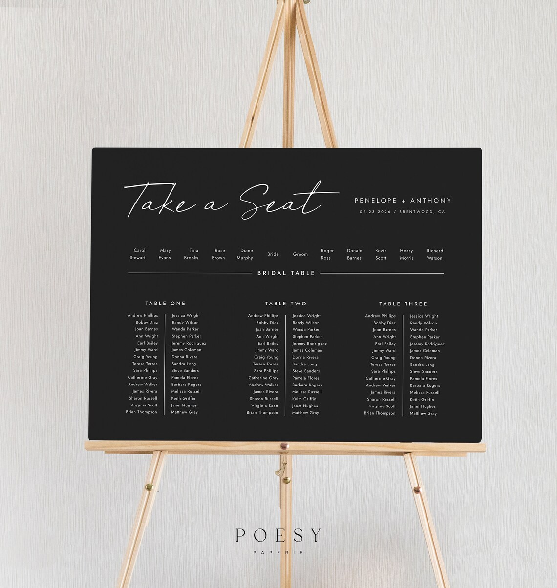 Minimalist Long Table Seating Chart Template Modern Black - Etsy UK