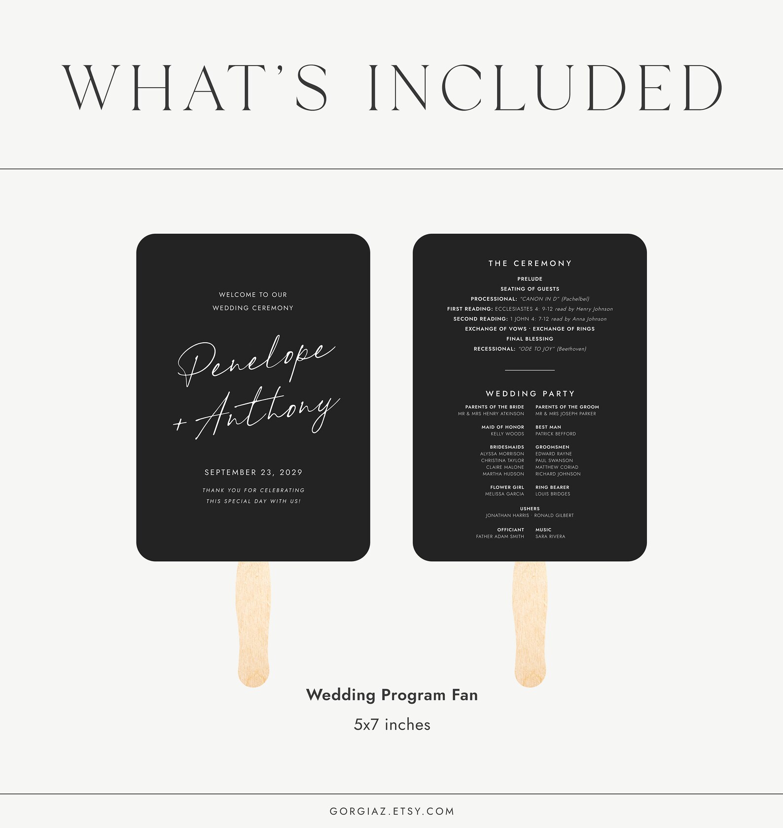Wedding Program Fan Template Download Modern Minimalist - Etsy