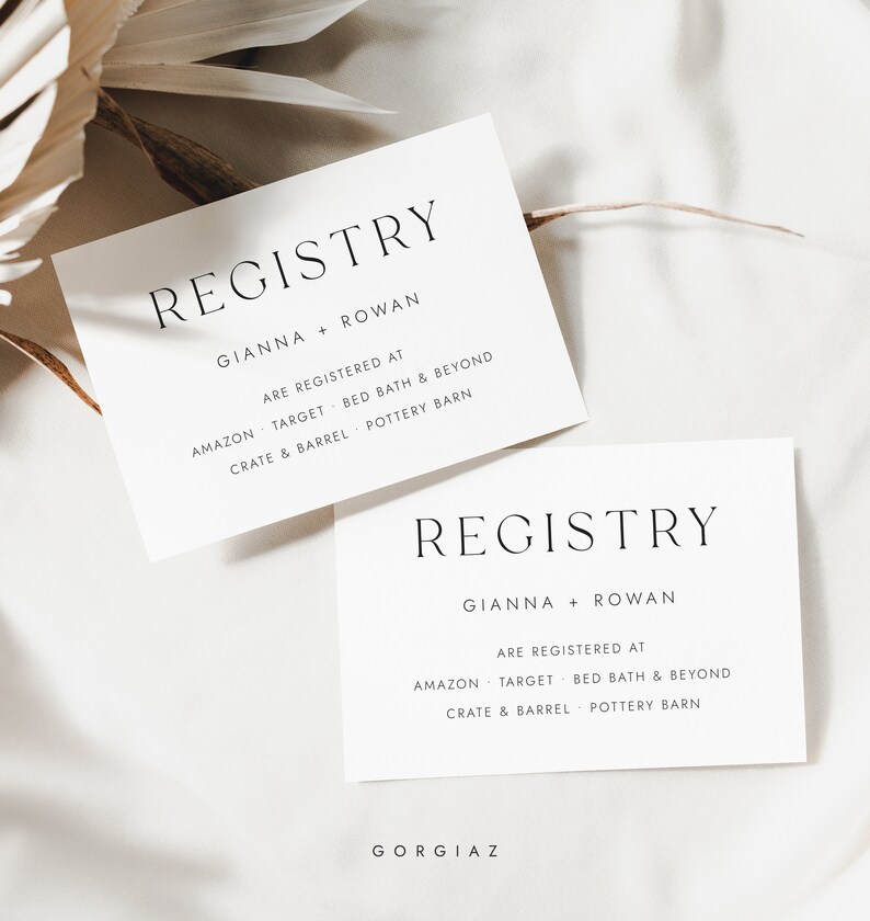 Wedding Gift Registry Card Template, Modern Minimalist Wedding Gift ...
