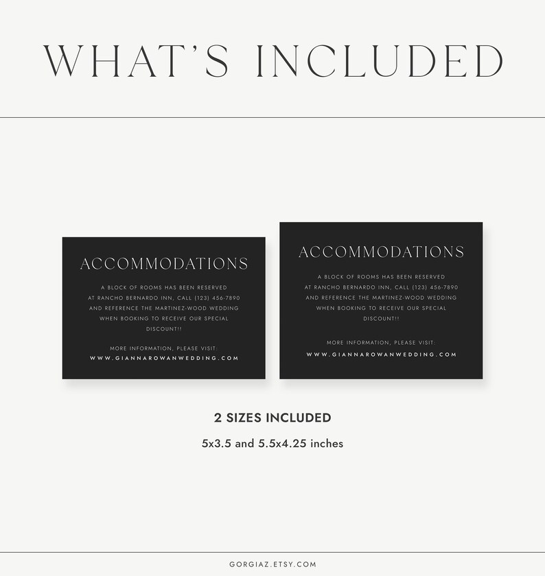 Wedding Accommodation Card Template, Modern Minimalist Wedding Hotel Accommodation Card ...
