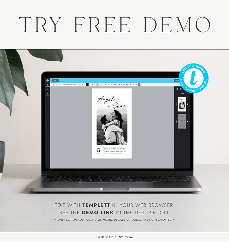 Electronic Wedding Invitation Templates Modern Minimalist - Etsy