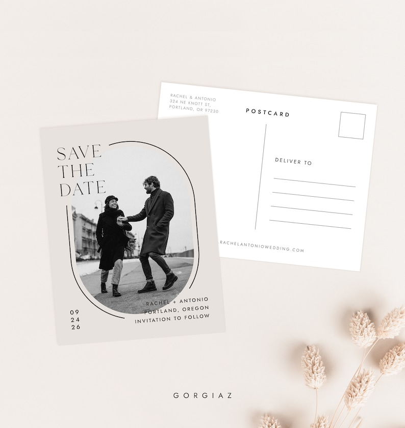 Save the Date Postcard Template With Photo Modern Minimalist - Etsy