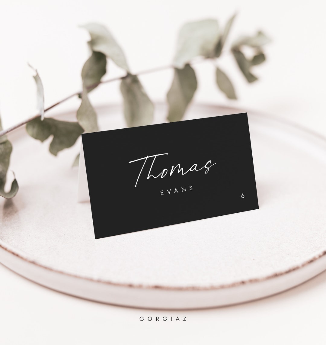 Wedding Place Card Template, Modern Minimalist Wedding Place Card ...