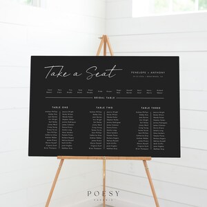Minimalist Long Table Seating Chart Template Modern Black - Etsy UK