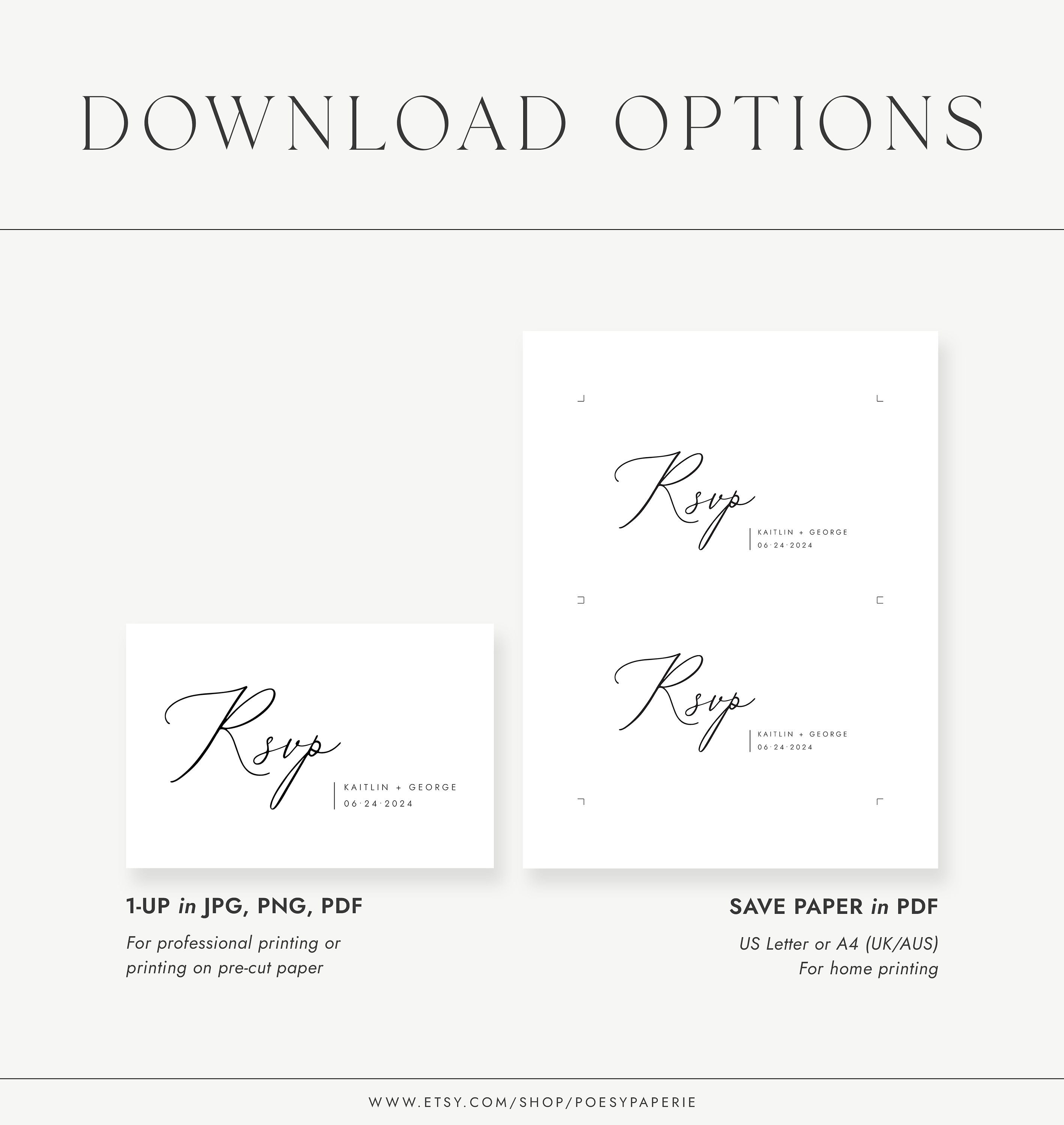 RSVP Postcard Template, Simple & Elegant Calligraphy Wedding RSVP ...