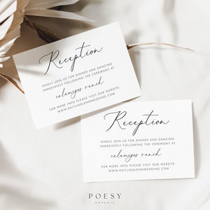 Wedding Reception Card Template, Simple & Elegant Wedding Reception ...