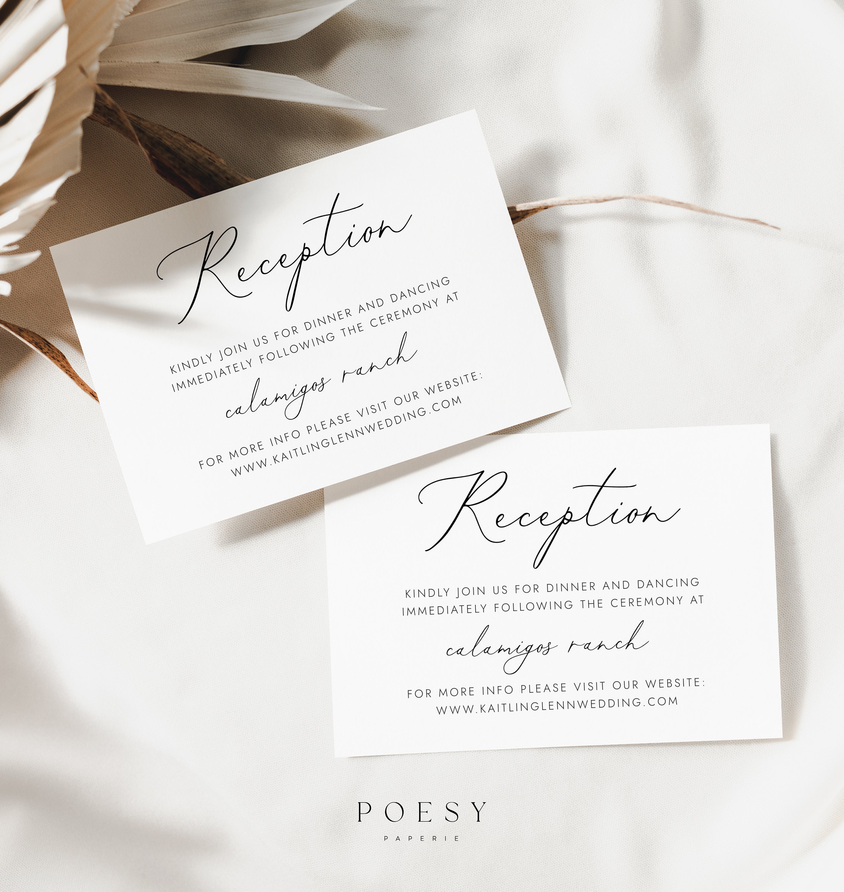 Wedding Reception Card Template, Simple & Elegant Wedding Reception ...