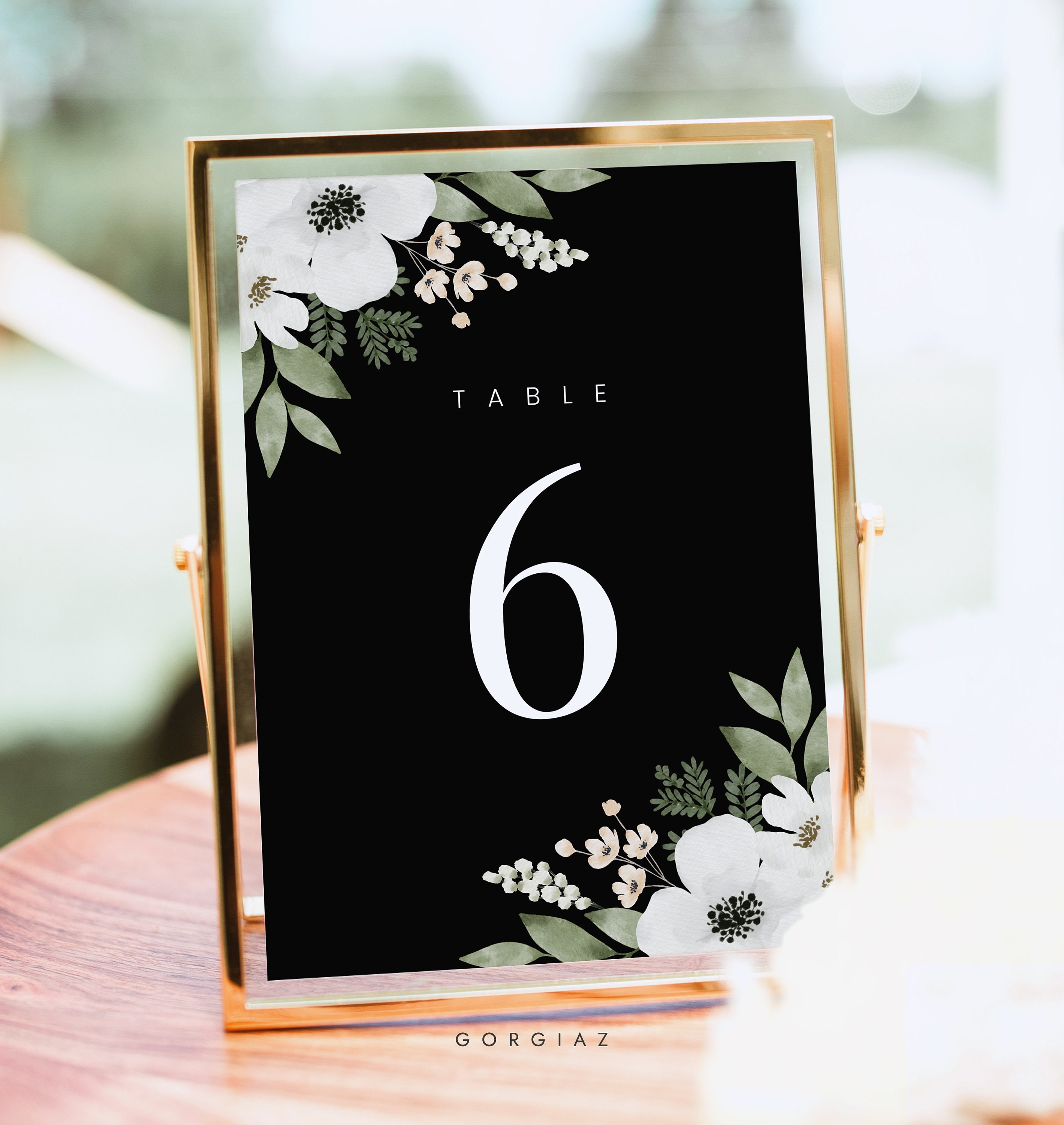 Table Number Templates Elegant Black Botanical Wedding Table - Etsy