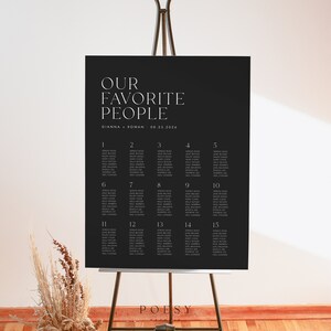 Minimalist Wedding Seating Chart Template Modern Black - Etsy