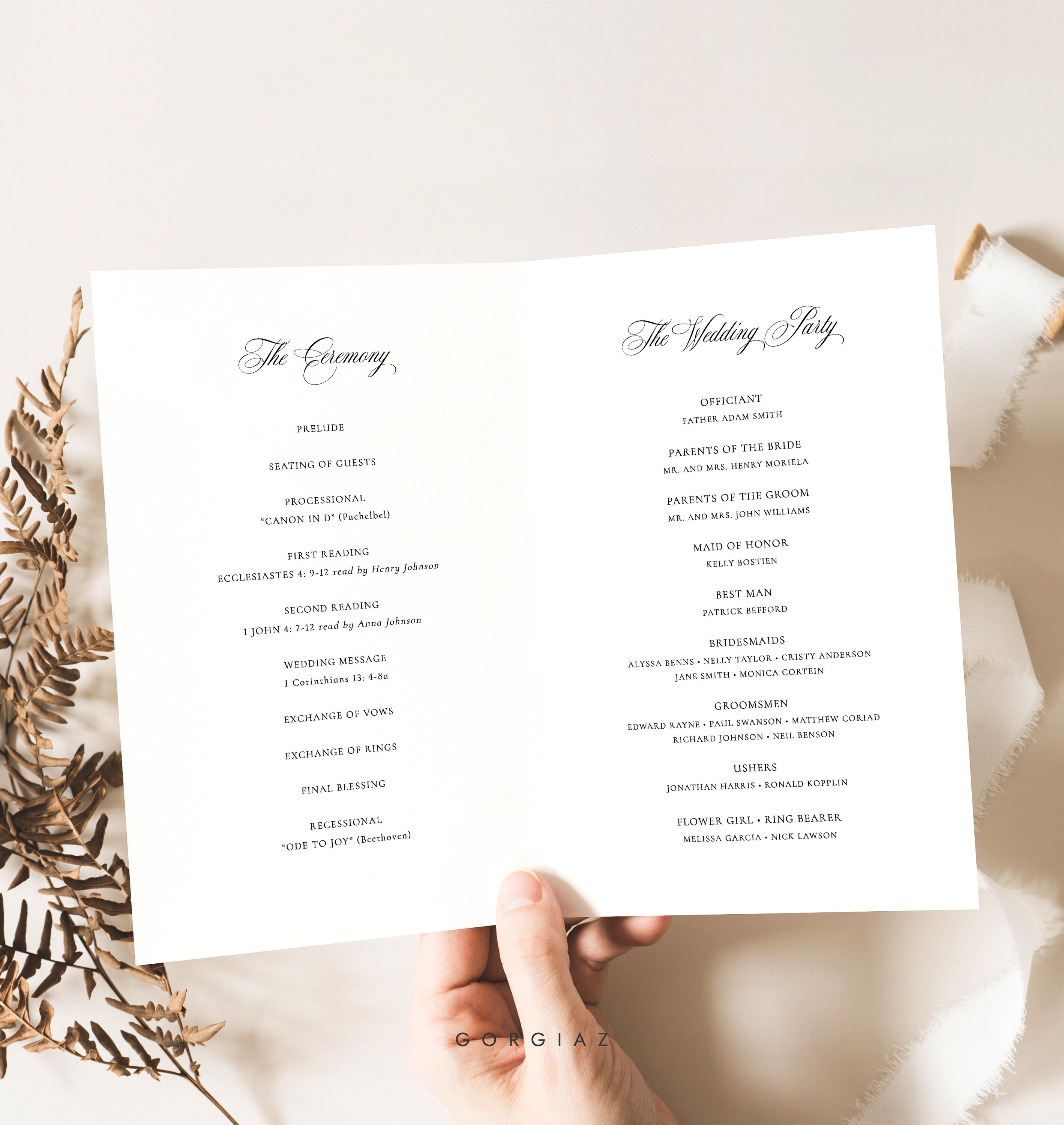 Classic Wedding Program Booklet Template, Elegant Wedding Program ...