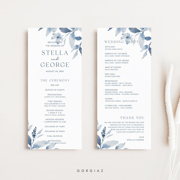 Rustic Wedding Program Template - Etsy