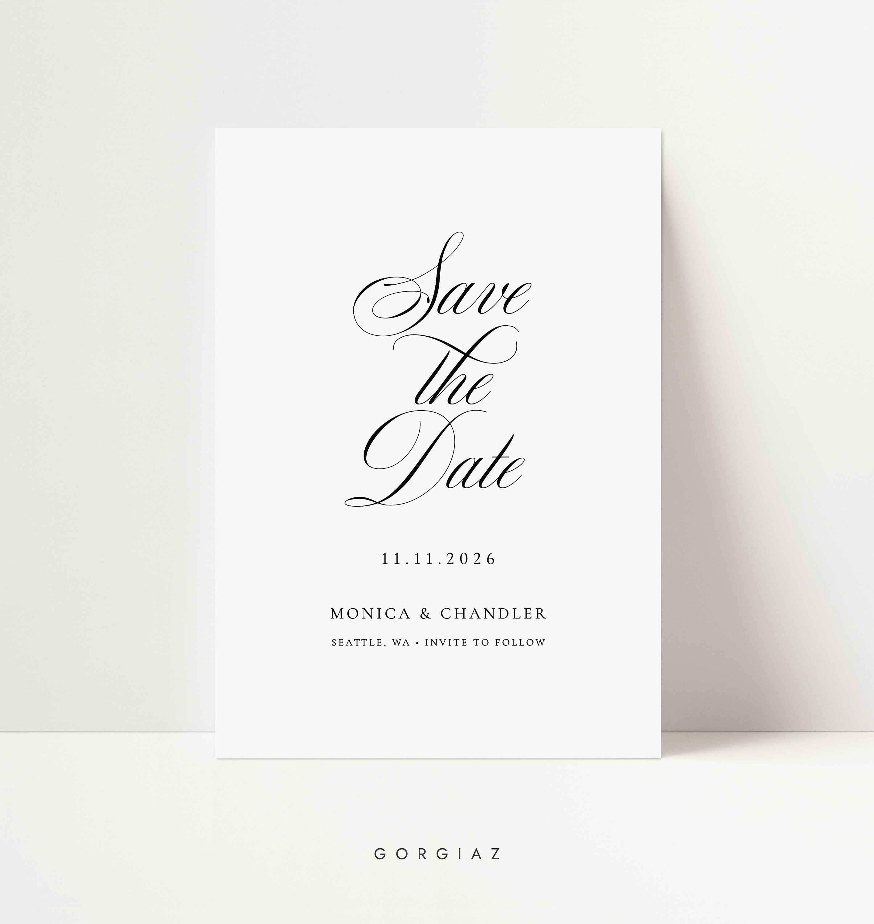 Elegant Save the Date Card Template, Classic Save the Date Card ...