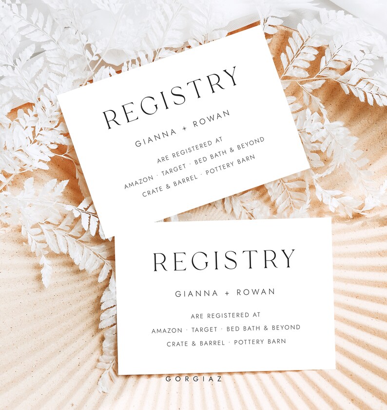 Wedding Gift Registry Card Template, Modern Minimalist Wedding Gift ...