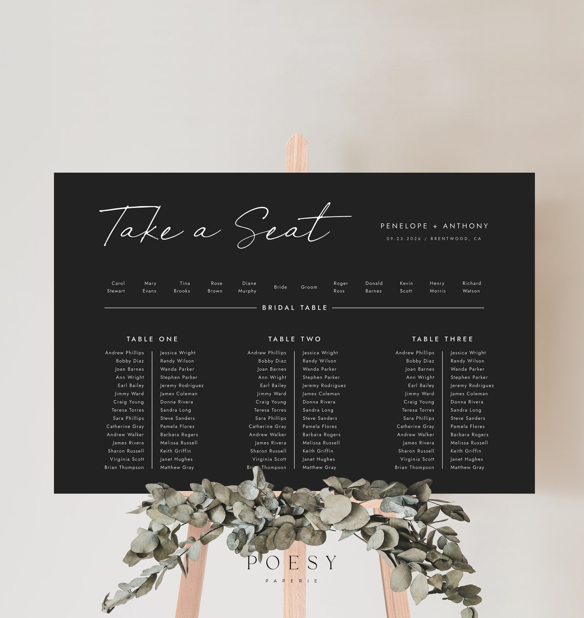 Minimalist Long Table Seating Chart Template Modern Black - Etsy UK