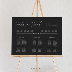 Minimalist Long Table Seating Chart Templates, Modern Black Banquet ...