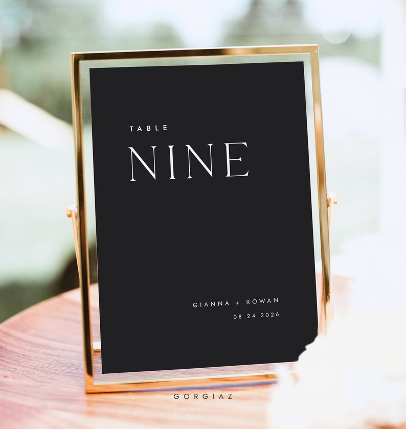 Minimalist Table Numbers Card Template Modern Black Wedding - Etsy
