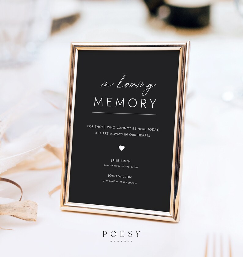 Minimalist in Loving Memory Sign Template Modern Minimal - Etsy