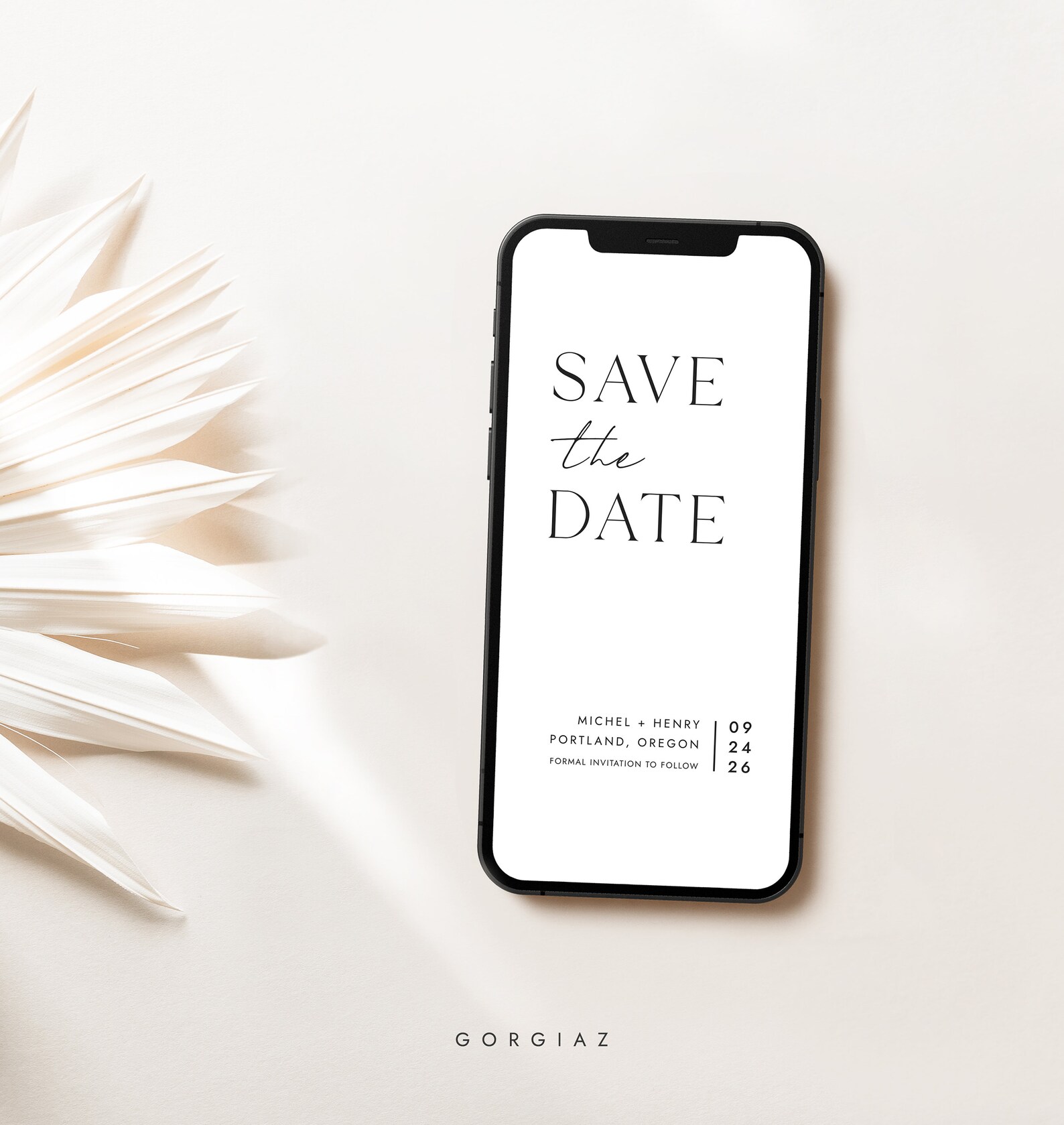 Minimalist Digital Save the Date Template, Modern Simple Electronic ...