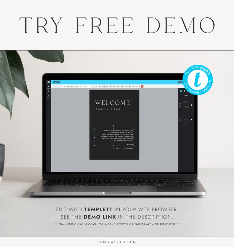 Welcome Letter & Itinerary Card Template, Minimalist Wedding Weekend Events Card Template ...