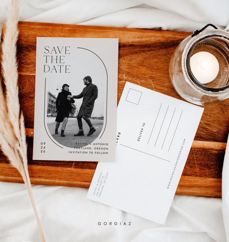 Save the Date Postcard Template With Photo Modern Minimalist - Etsy