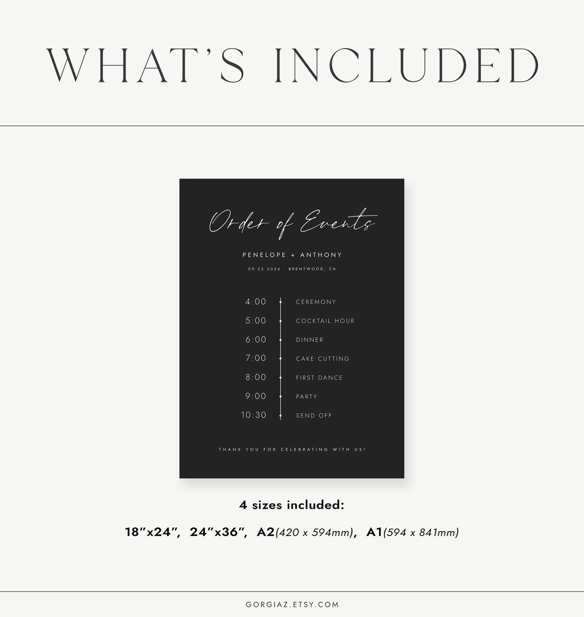Order of Events Templates Modern Minimalist Wedding Timeline - Etsy