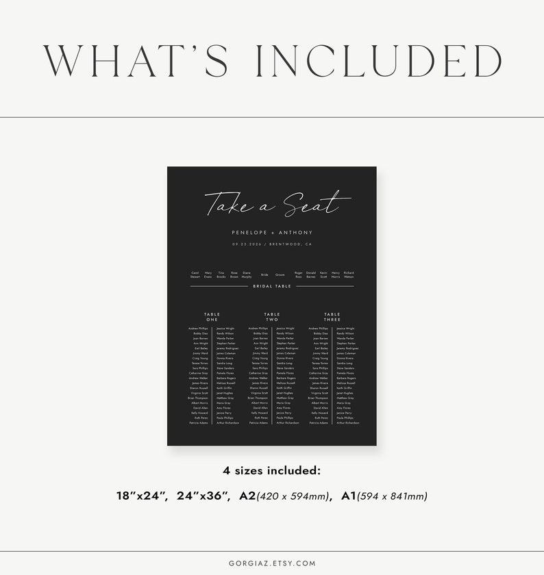 Banquet Seating Chart Template Modern Minimalist Long Table - Etsy