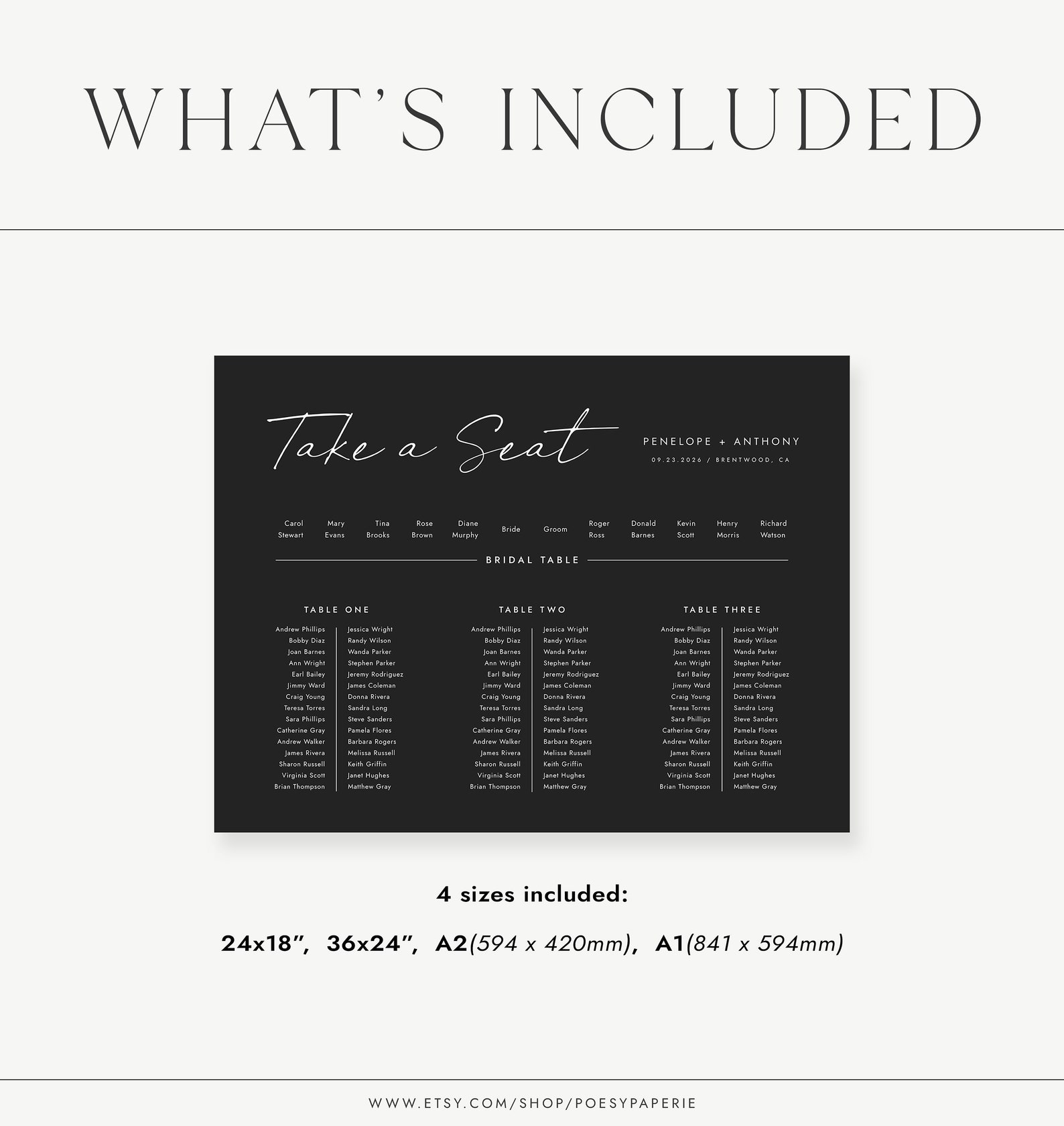 Minimalist Long Table Seating Chart Template Modern Black - Etsy UK