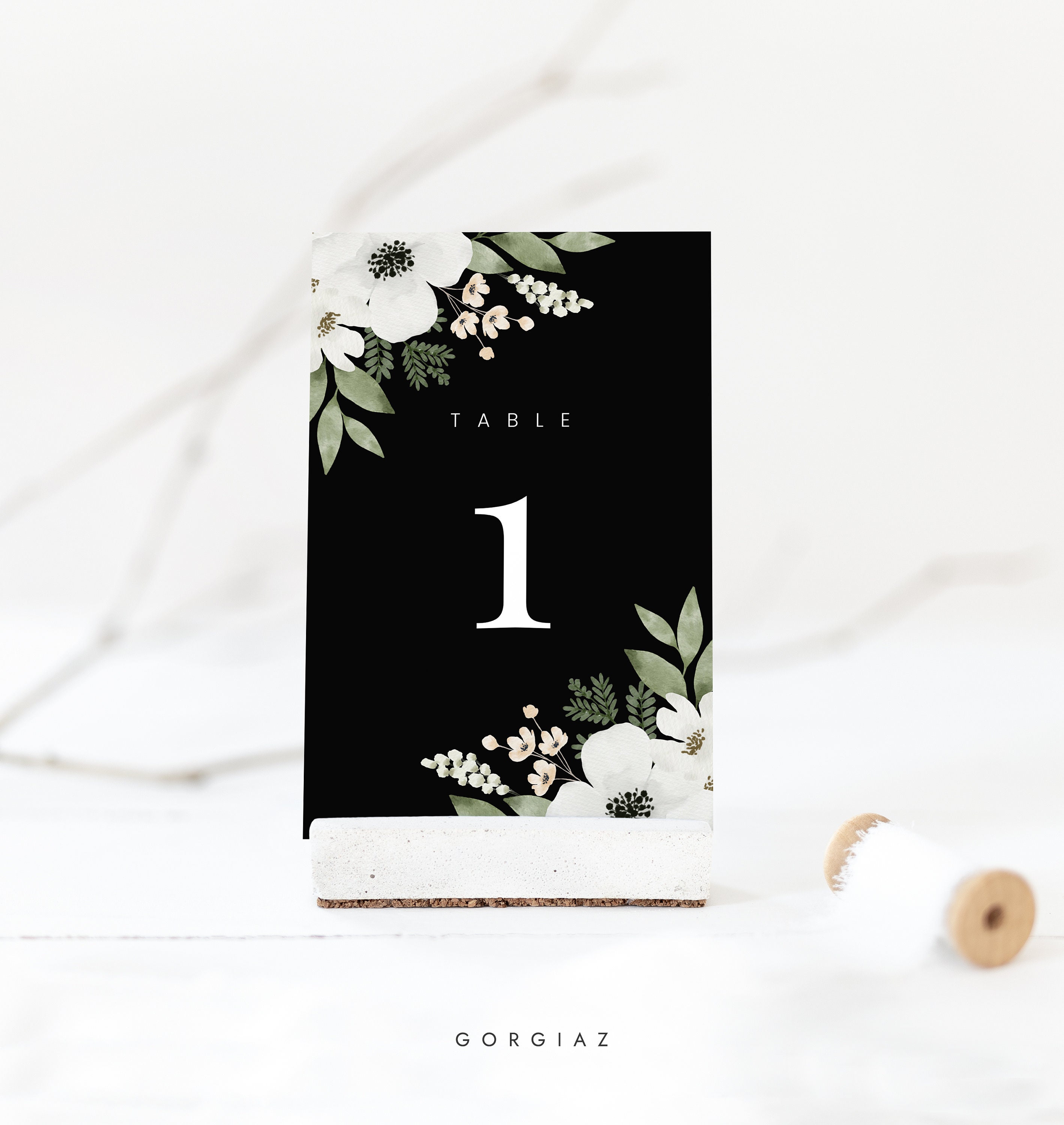 Table Number Templates Elegant Black Botanical Wedding Table - Etsy