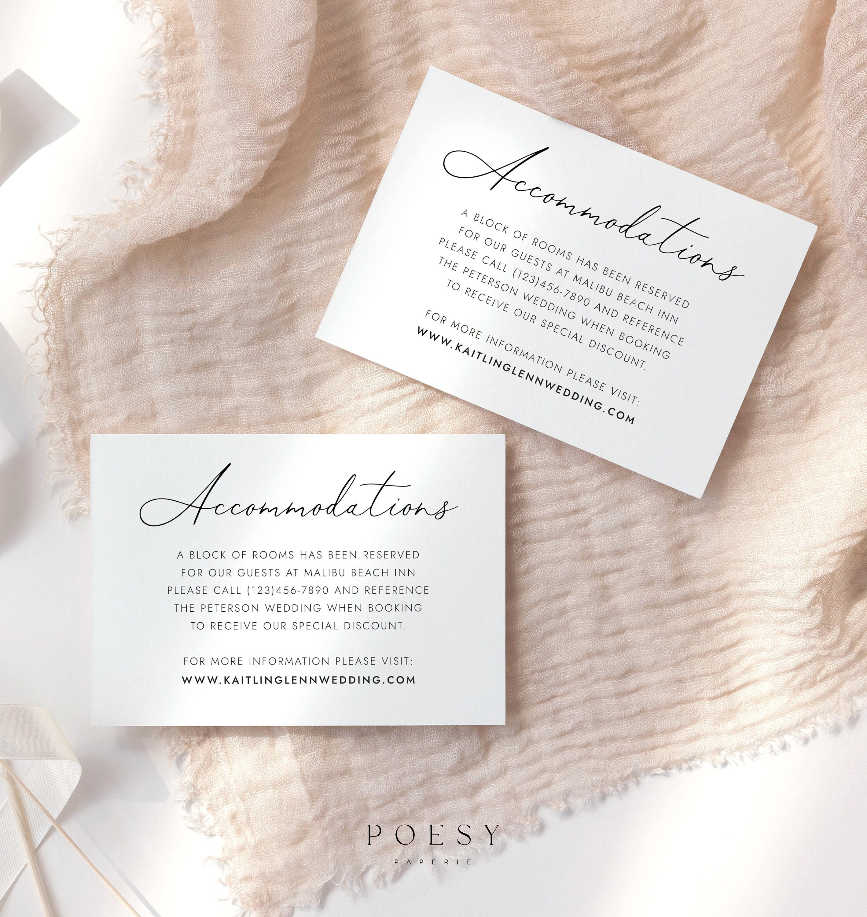 Wedding Accommodations Card Template, Simple Elegant Wedding Hotel Information Card, Editable ...