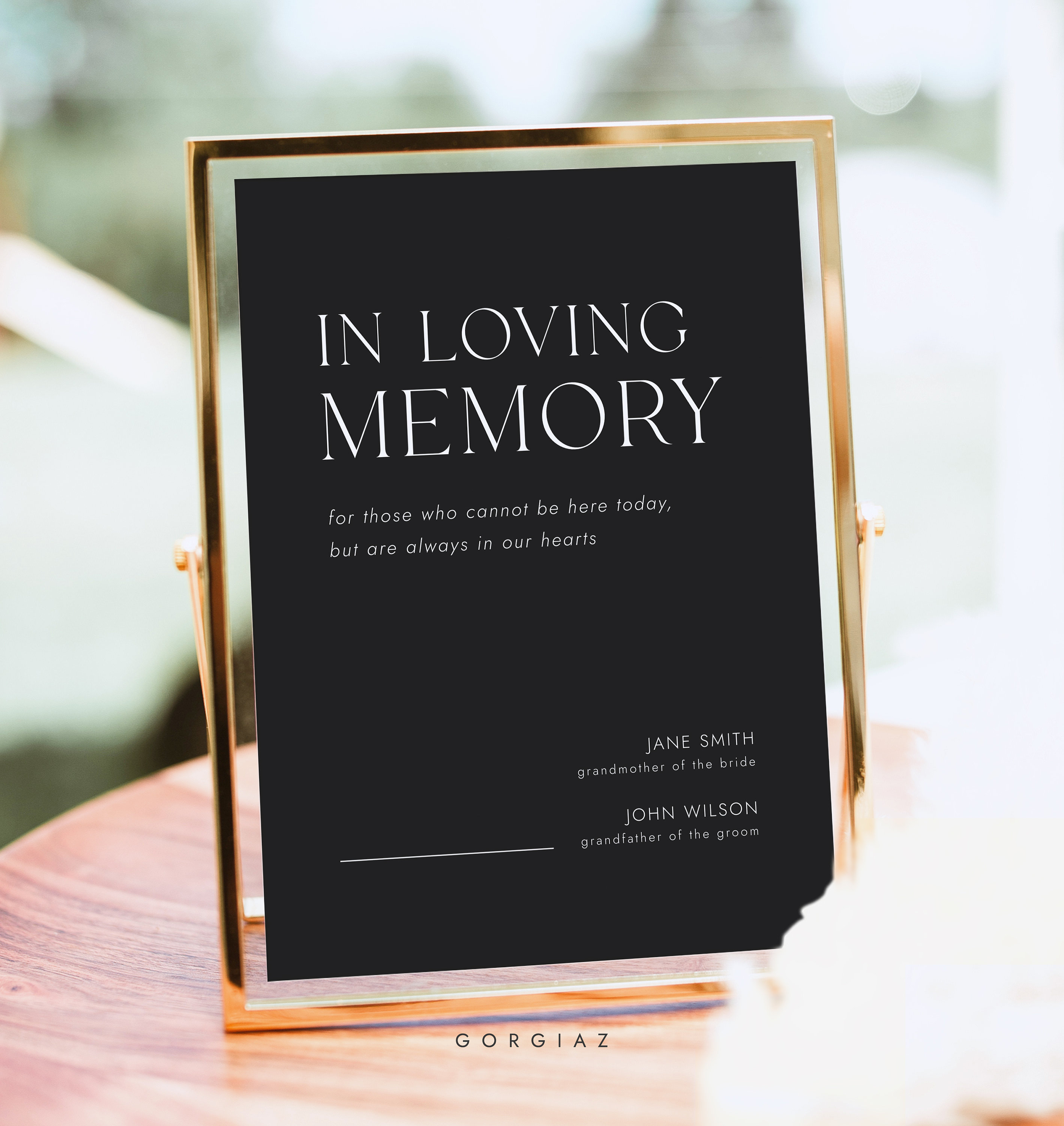 In Loving Memory Sign Template, Minimalist Wedding Memorial Sign ...