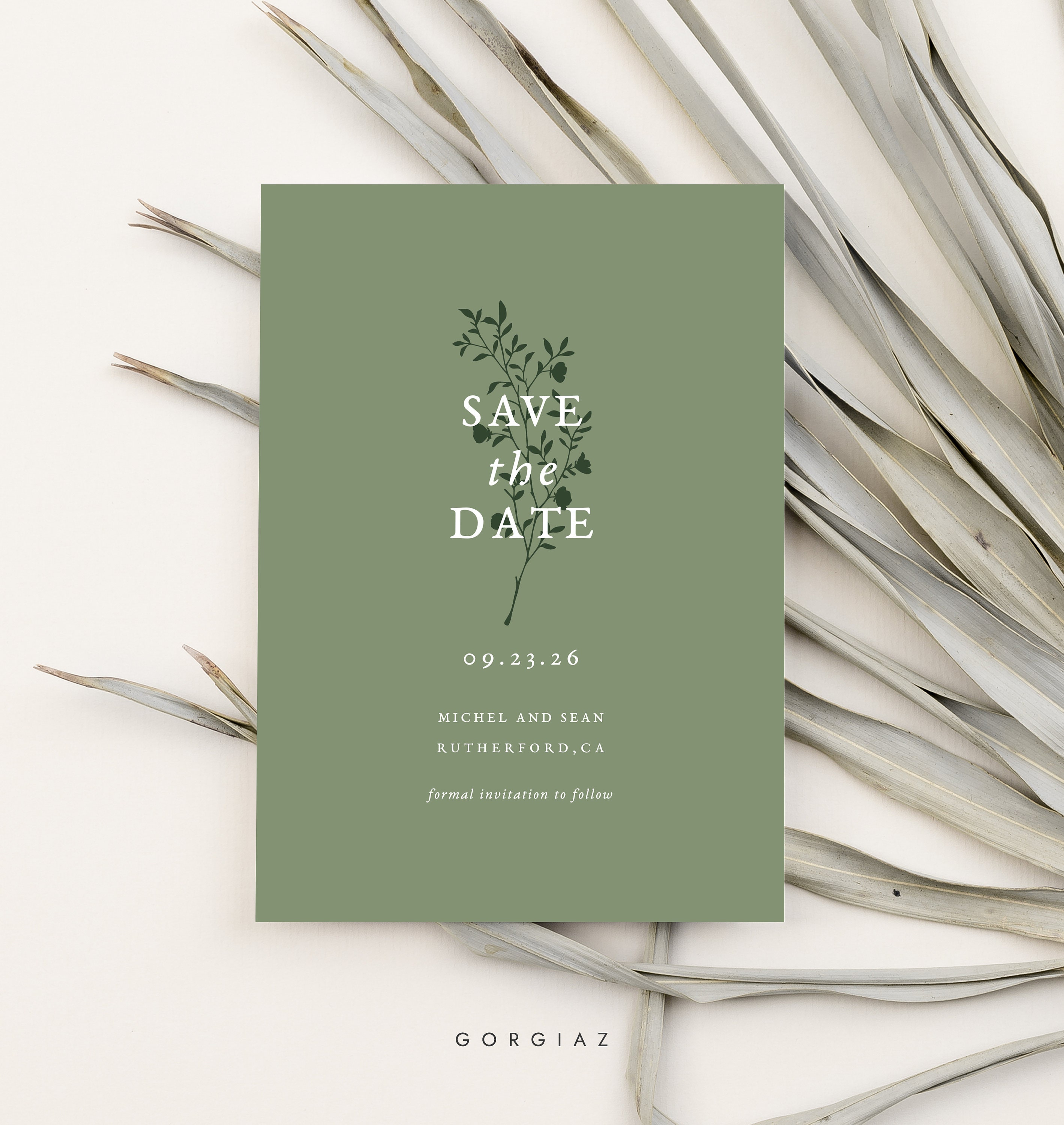Sage Green Save the Date Template, Minimalist Save the Date Template ...