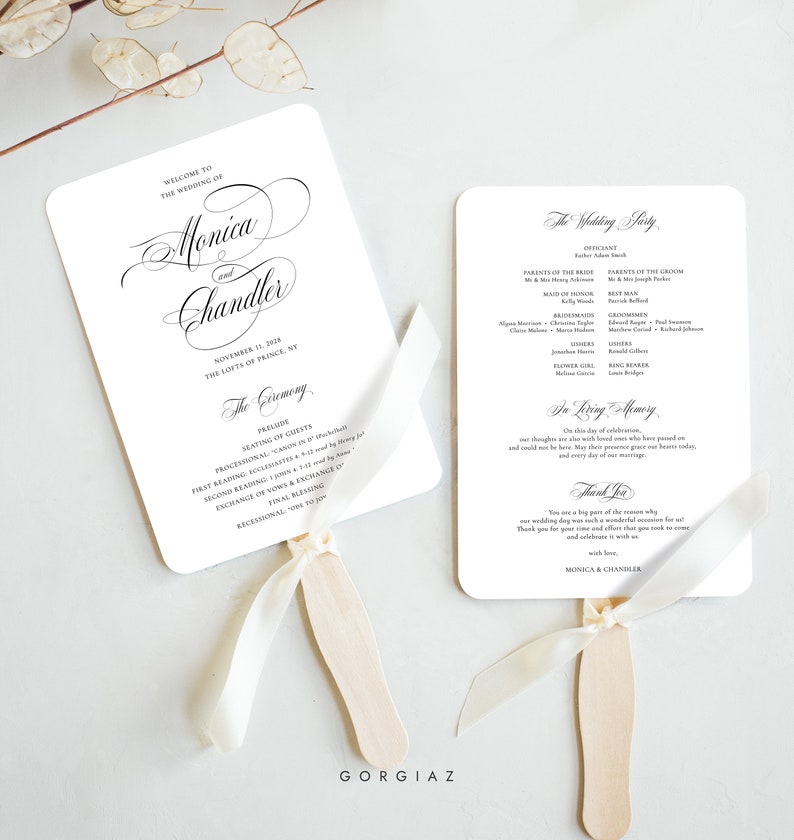 Classic Wedding Program Fan Template, Elegant Traditional Wedding ...