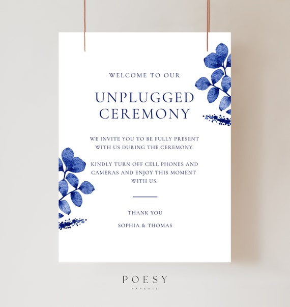 Unplugged Ceremony Sign Template Rustic Blue Unplugged - Etsy