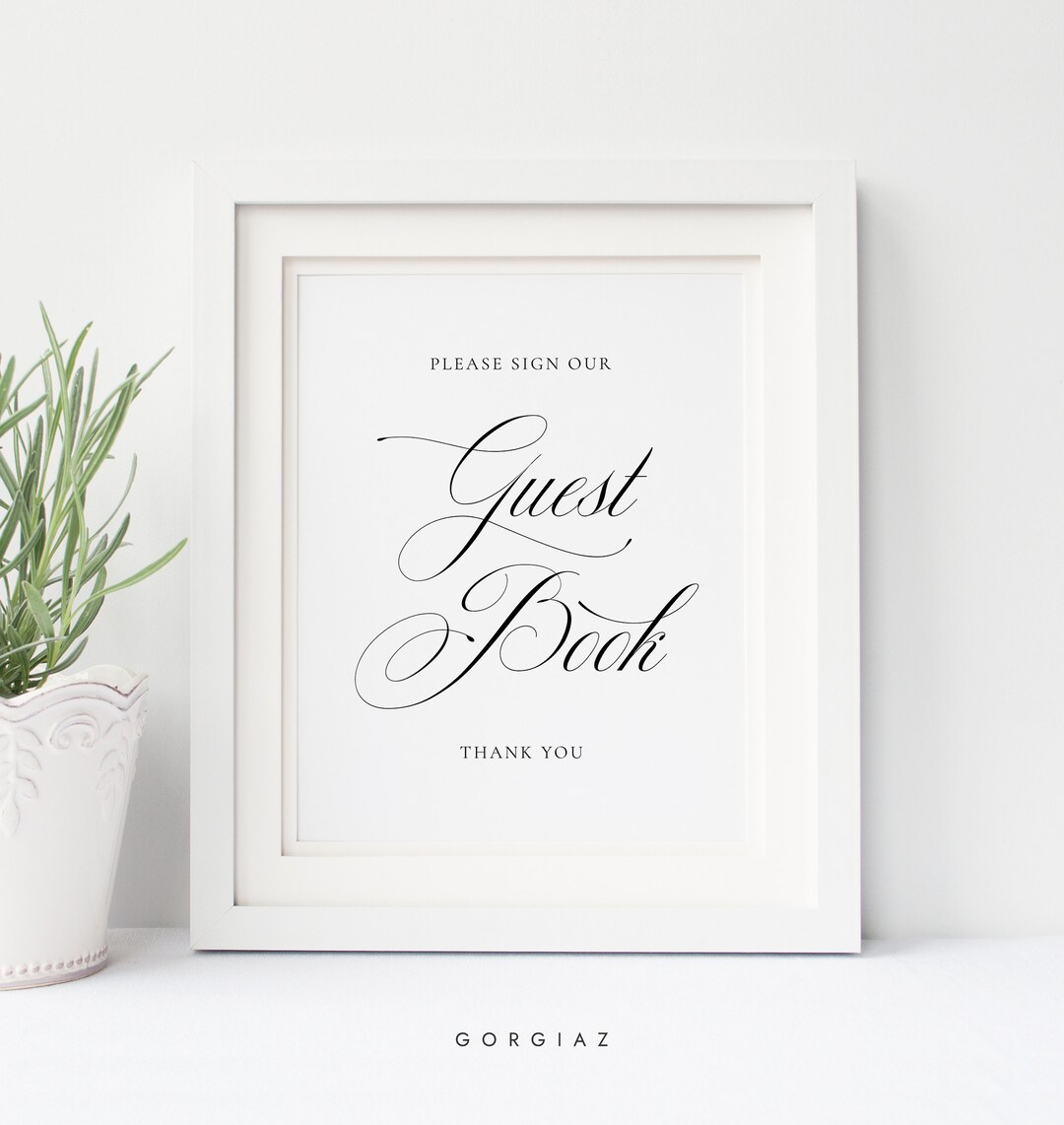 Elegant Wedding Guest Book Sign Template, Classic Guestbook Sign ...
